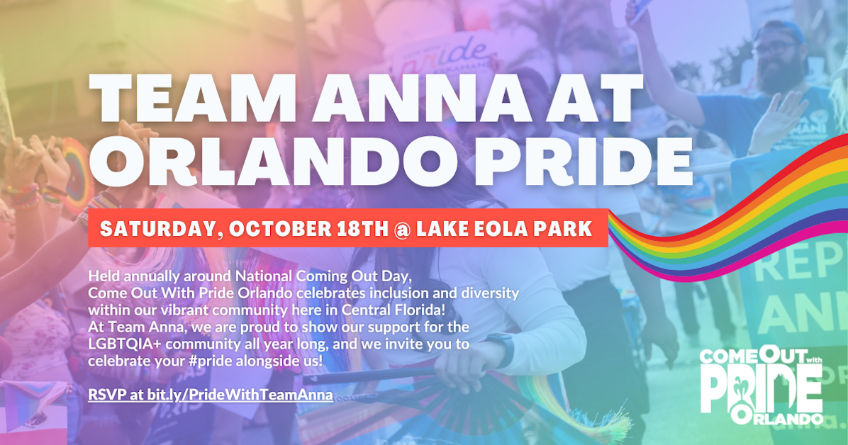 Join Team Anna at Orlando Pride! · Anna For Florida